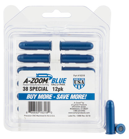 A-Zoom 16318 Blue Snap Caps Revolver 38 Special Aluminum 12 Pack ...