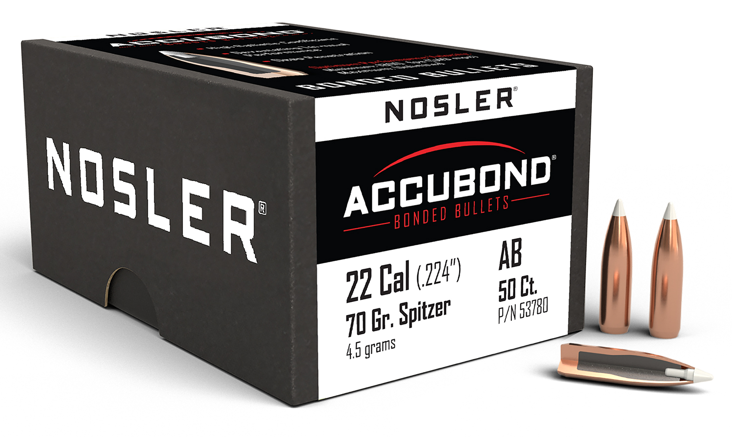 Nosler 53780 AccuBond 22Cal 70gr Spitzer Point 50/Box - Elite Firearms